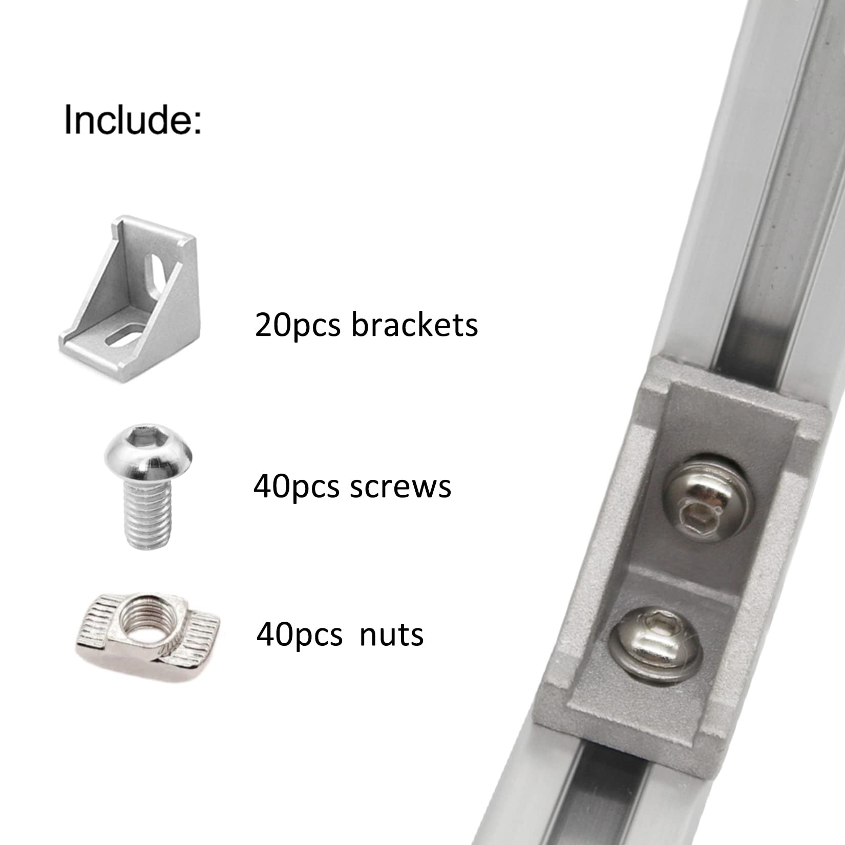 20 Sets 1515 Aluminum Extrusion Connectors - 1.5 Inch Corner Brackets ...