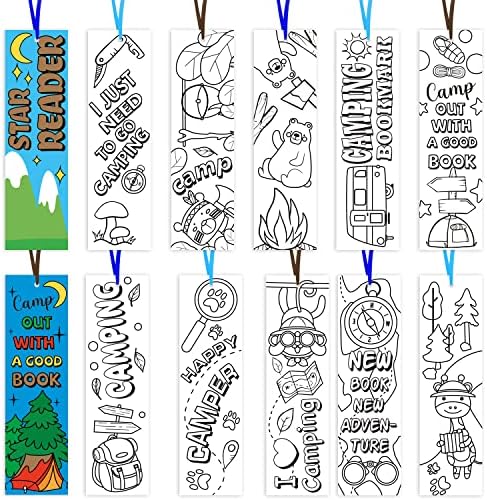 Amazon.com: ANGOLIO 123Pcs Camping Color Your Own Bookmarks for Kids ...