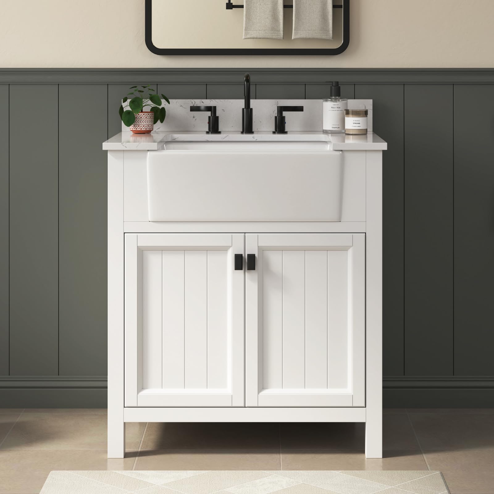 Amazon.com: DELUXE LIVING 30 Inch Bathroom Vanity with Sink, Farmhouse ...