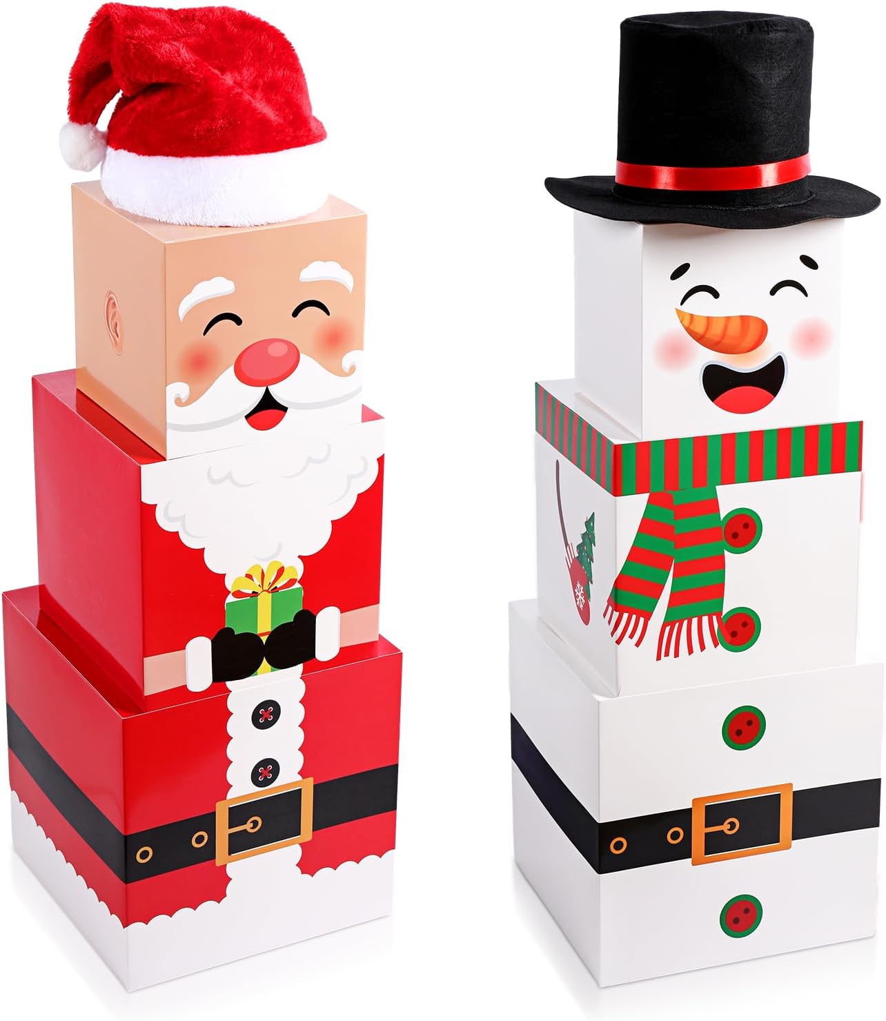 Amazon.com: Haysandy 2 Set Christmas Snowman and Santa Gift Box with ...