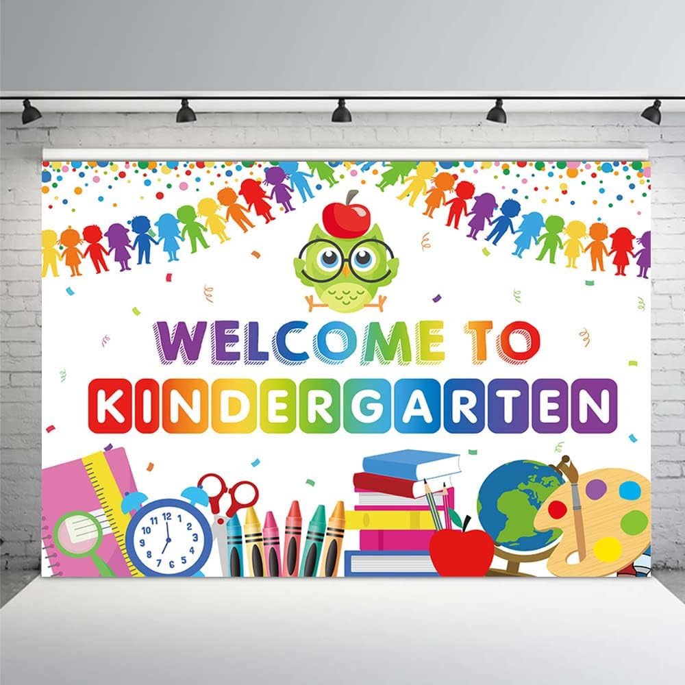 Amazon.com : MEHOFOND 7x5ft Welcome to Kindergarten Backdrop Owl ...