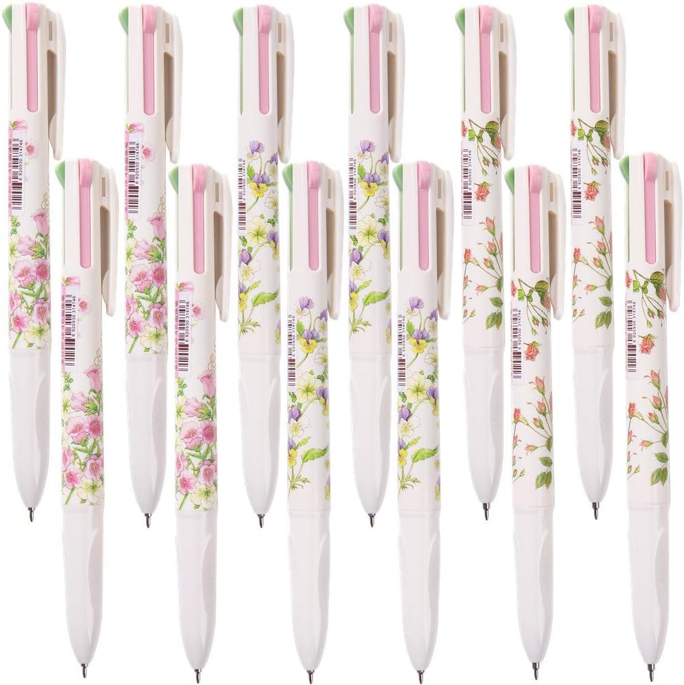 Amazon.com : Shulaner Multi Colored Ballpoint Pens 0.5mm 4 Color Ink in ...