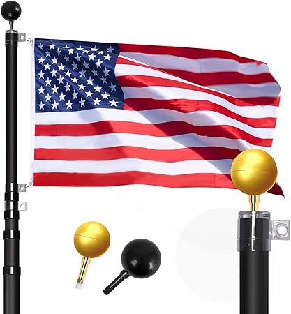 Amazon.com : WinisKi Telescoping Flag Pole 25ft Black Extra Thick ...