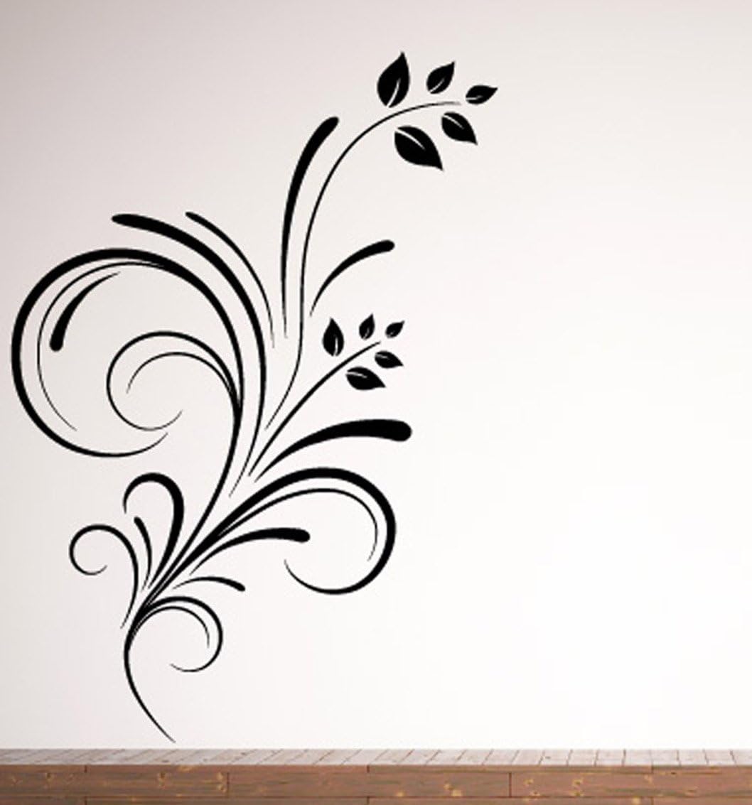 Amazon.com: Floral Swirl Wall Decals Stickers ID031, Black, 15 Inches ...