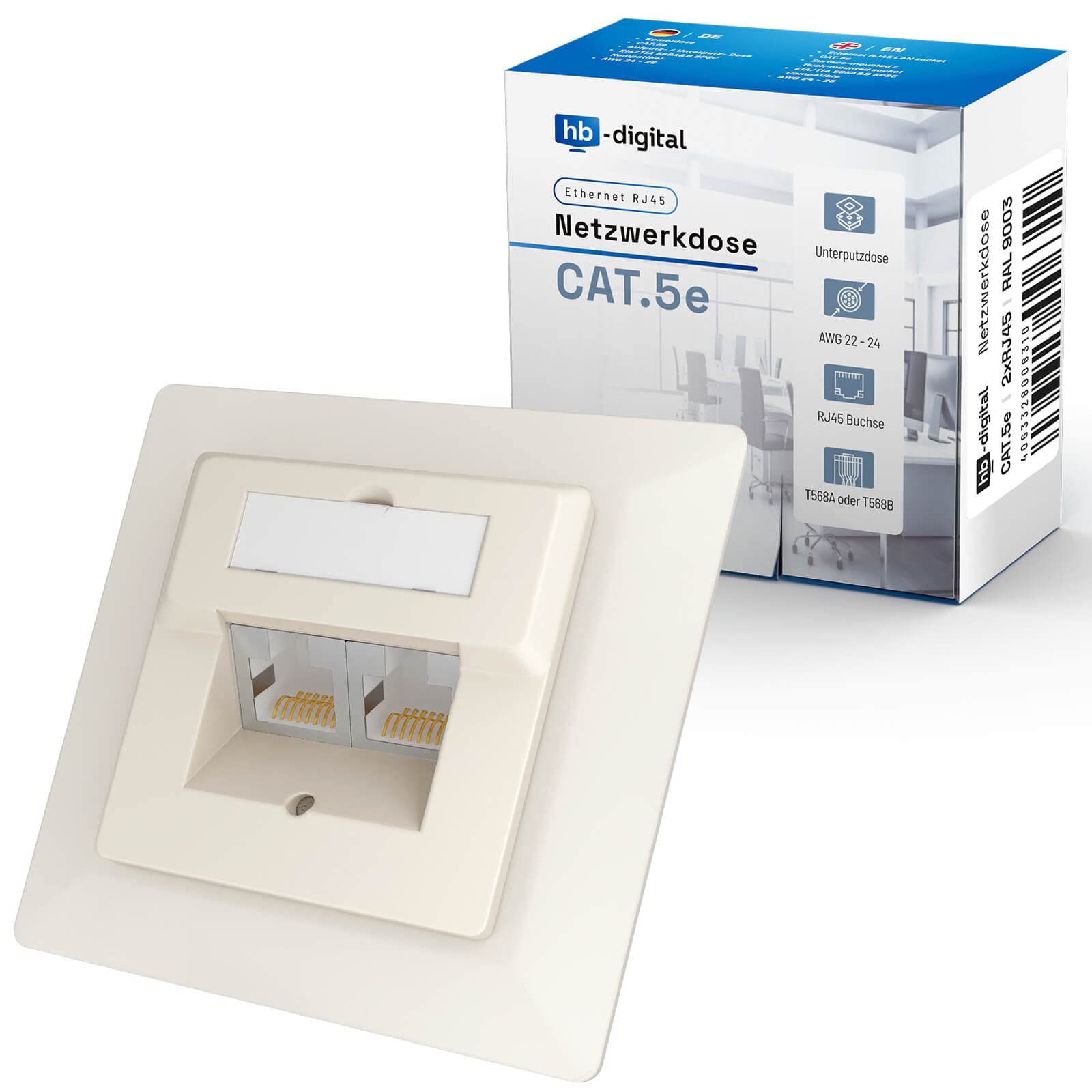 hb-digital 1x CAT 5e Netzwerkdose für CAT.7 CAT.6A CAT.6 CAT.5 ...