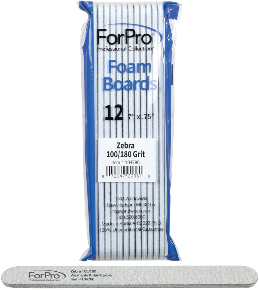 Amazon.com: ForPro Professional Collection Nail Foam Boards, Zebra, 100/180 Grit, Double-Sided ...