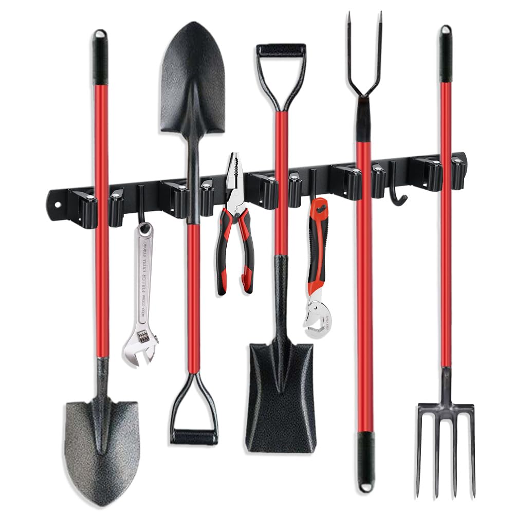 Amazon.com: JAMEND CLXP Broom Hanger and Mop Holder, Heavy Duty Garden ...