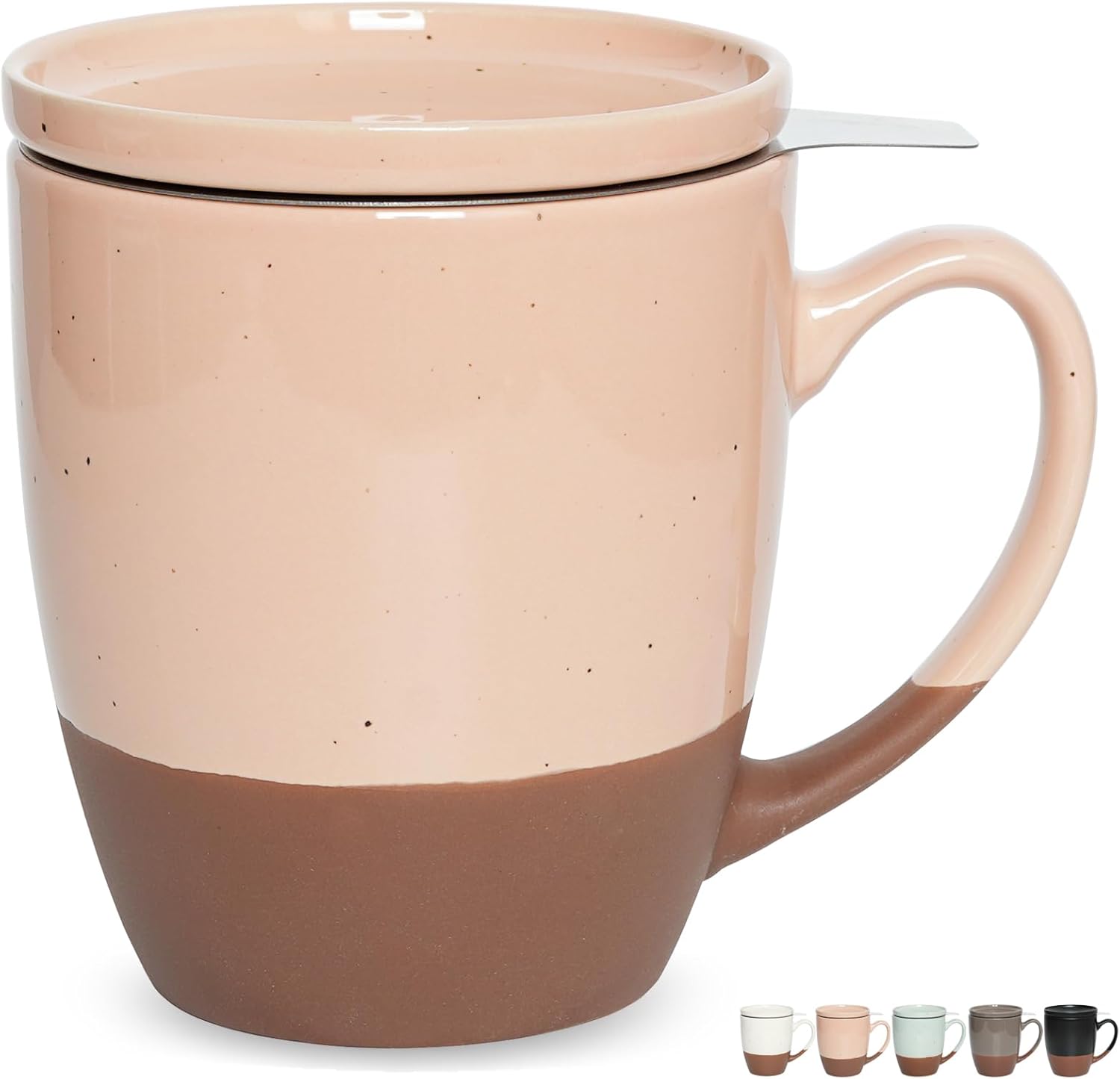 Amazon.com: Bosmarlin Ceramic Tea Cup with Infuser and Lid, 16 Oz ...