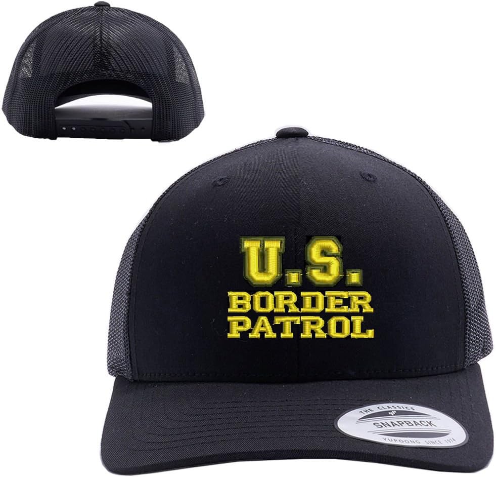 U.S. US Border Patrol MESH Trucker SNAP Closure Cap HAT Black Retro at ...