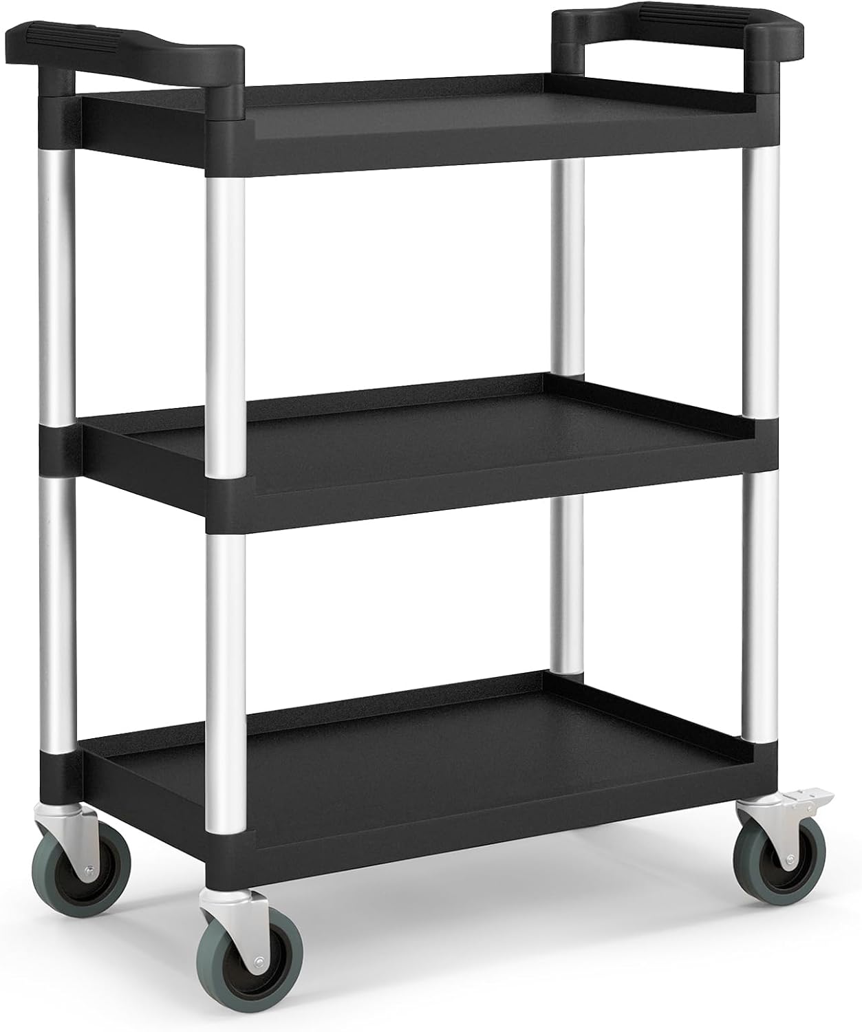 IRONMAX Utility Cart with Wheels, 3 Tier Heavy Duty Food Service Cart, Rolling Storage Trolley ...