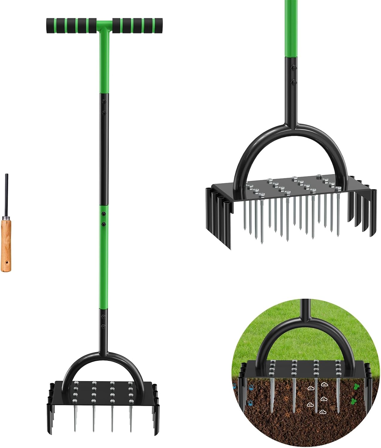 Luvenia Lawn Aerator,Effective Lawn Revival Tool with 16 Spikes ...