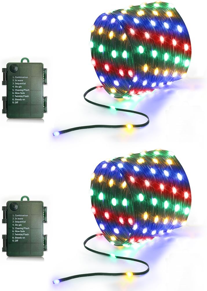 16.5ft Battery Operated String Lights(2 Pack), 50 LED Twinkle Fairy ...
