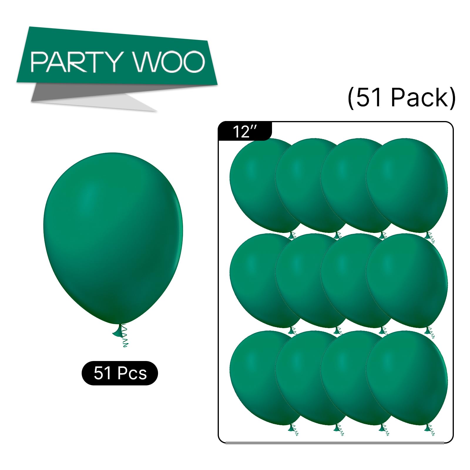 Snapklik.com : Dark Green Balloons 51 Pcs 12 Inch Hunter Emerald Forest Green Latex Helium ...