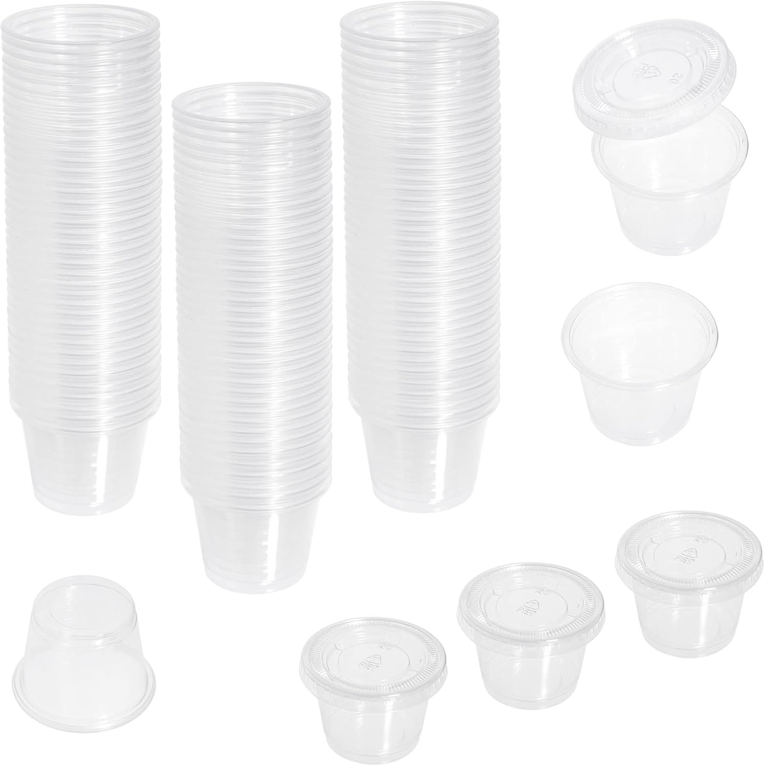 Amazon.com: STACKABLES Pack of 200 Plastic Small Portion Cups with Lids ...