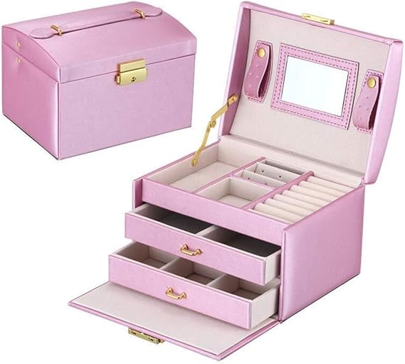 Schmuckkasten Schmuckkoffer Schmuckkästchen PU Schmuck Makeup Organizer ...