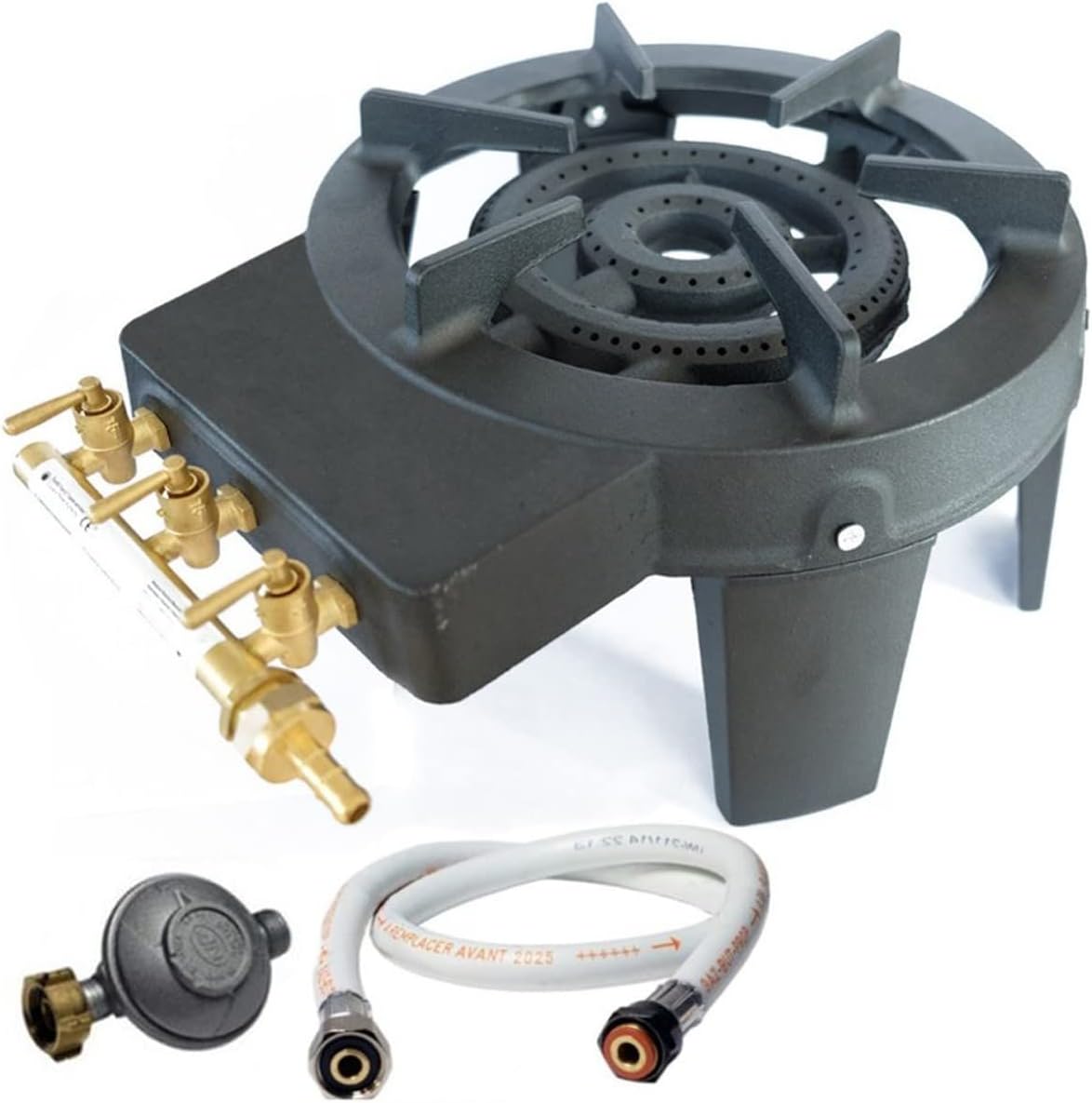Rechaud Gaz Fonte véritable 9.8 KW 4 pieds 3 robinets + Tuyau gaz à vis ...