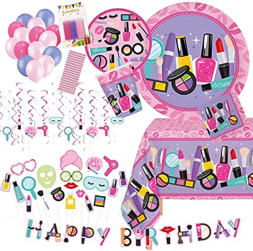 Amazon.com: Spa Party Supplies - Makeup Theme Party Tableware - Dinner ...