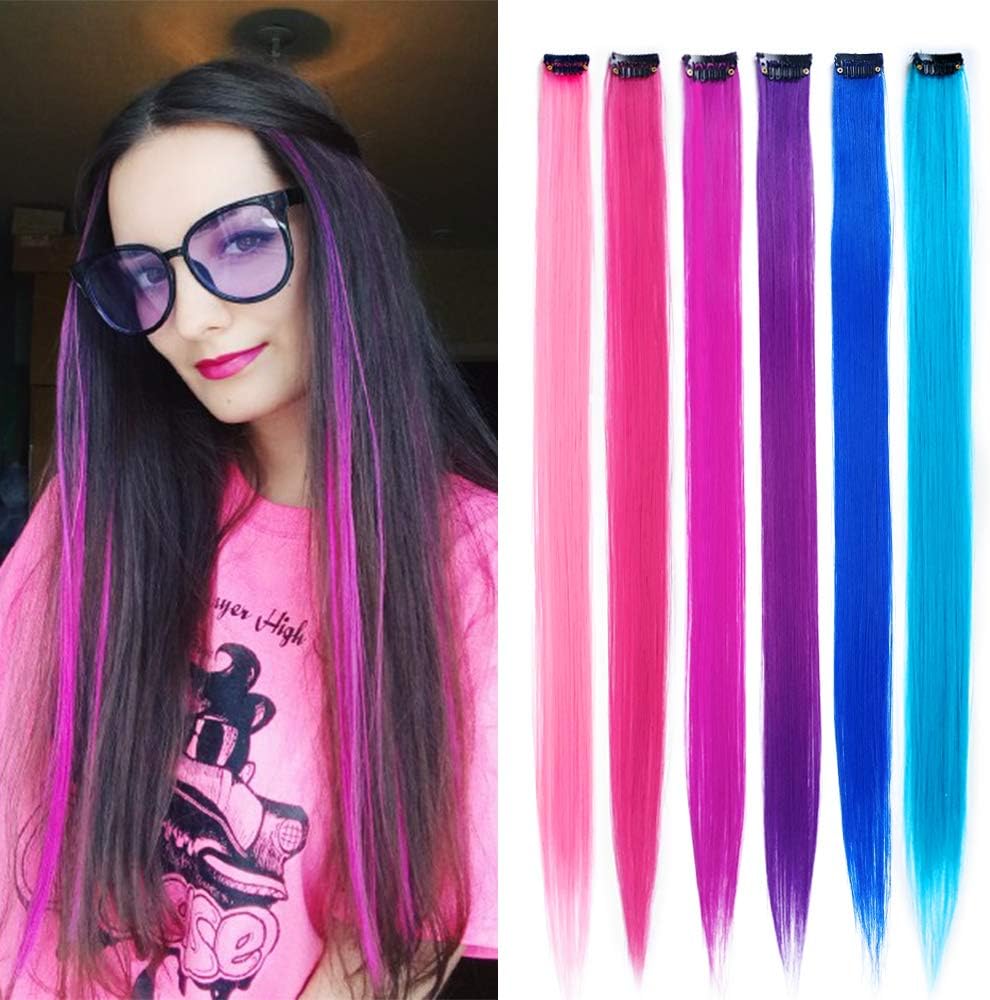 Amazon.com : KGBFASS 24 Packs Colored Clip in Hair Extensions 20 ...