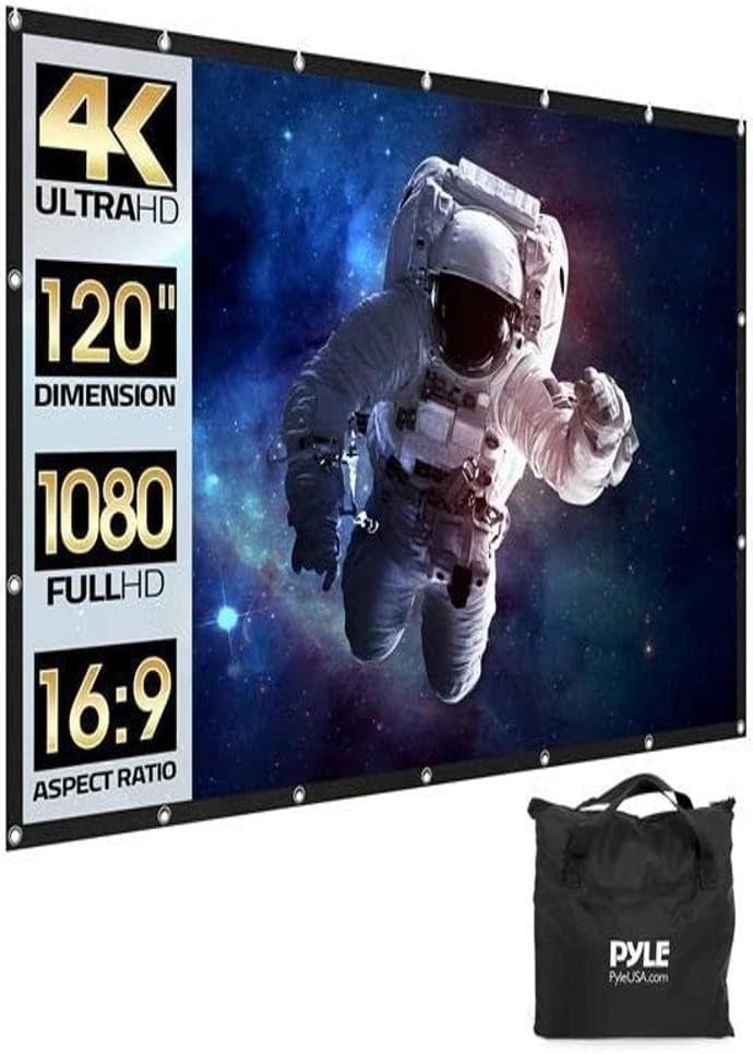 Amazon.com: Pyle Foldable Portable Projector Screen - 120" 16:9 HD 4K ...