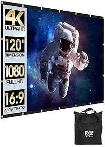 Amazon.com: Pyle Foldable Portable Projector Screen - 120" 16:9 HD 4K ...