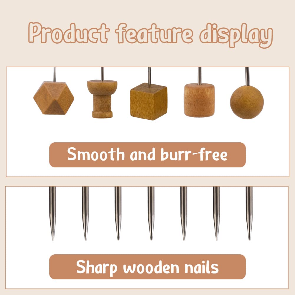 Snapklik.com : TLKKUE 235 Pieces Push Pins, 6 Style Brown Wood Push Pins