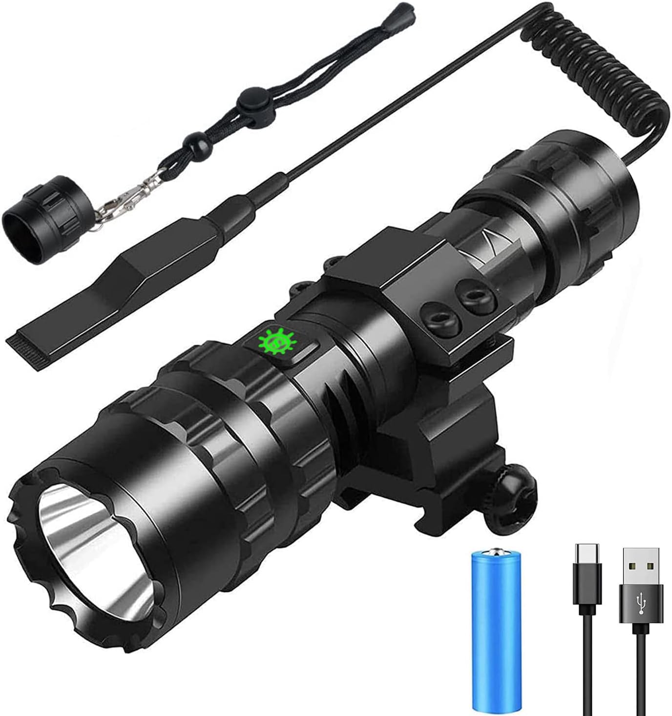 Buy YVKVO LED Tactical Flashlight with Picatinny Rail Mount and ...