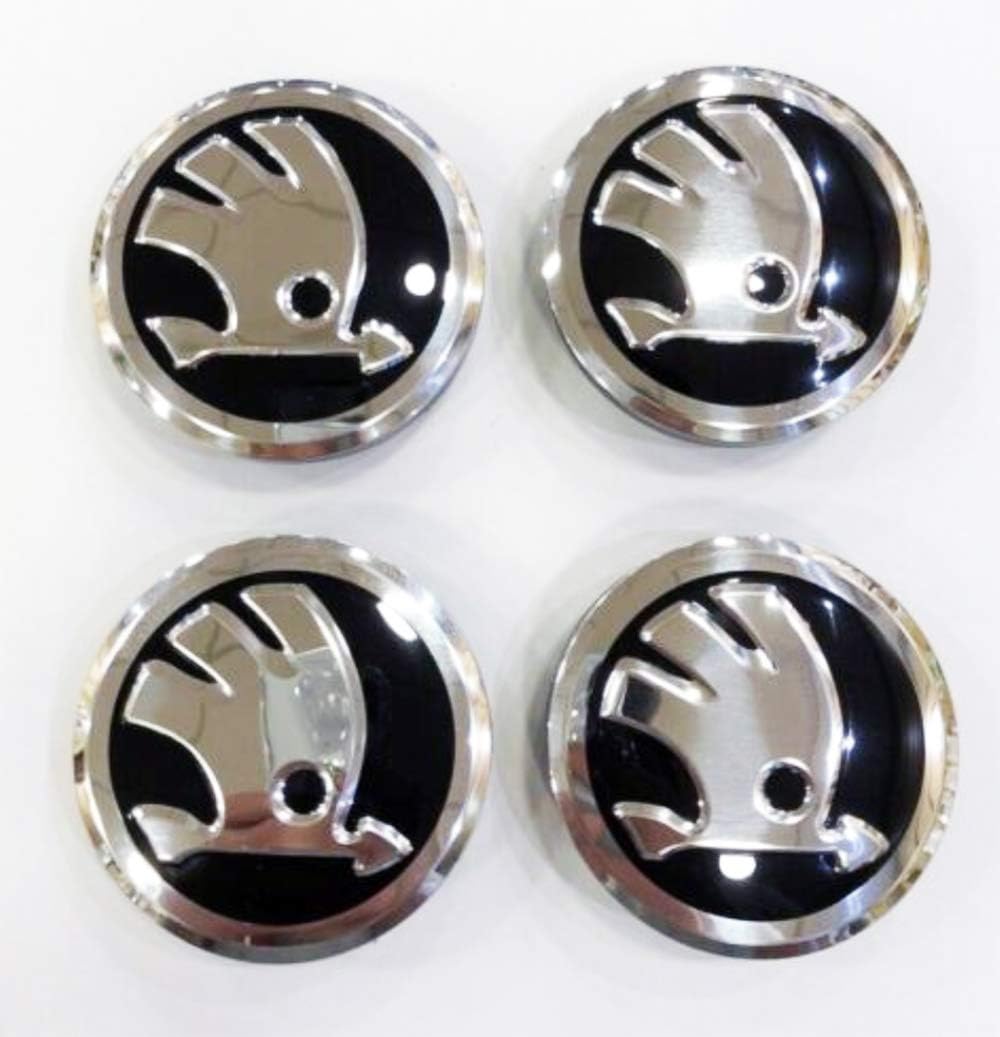 4 x 56 mm Skoda Black Wheel Centre Caps Badges Fits Fabia, Octavia ...