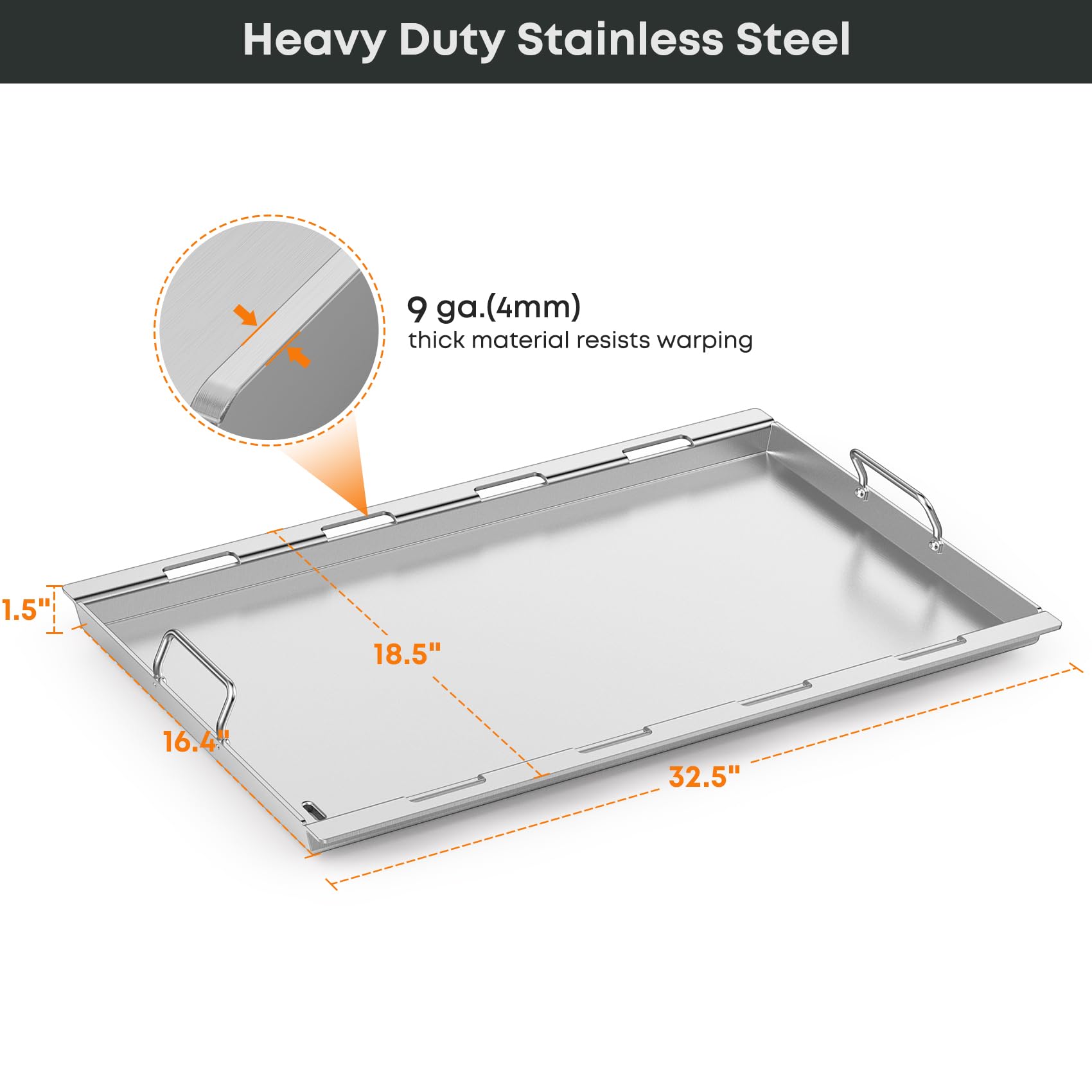 Stanbroil Full-Size Griddle Insert, Stainless Steel Flat Top Griddle ...