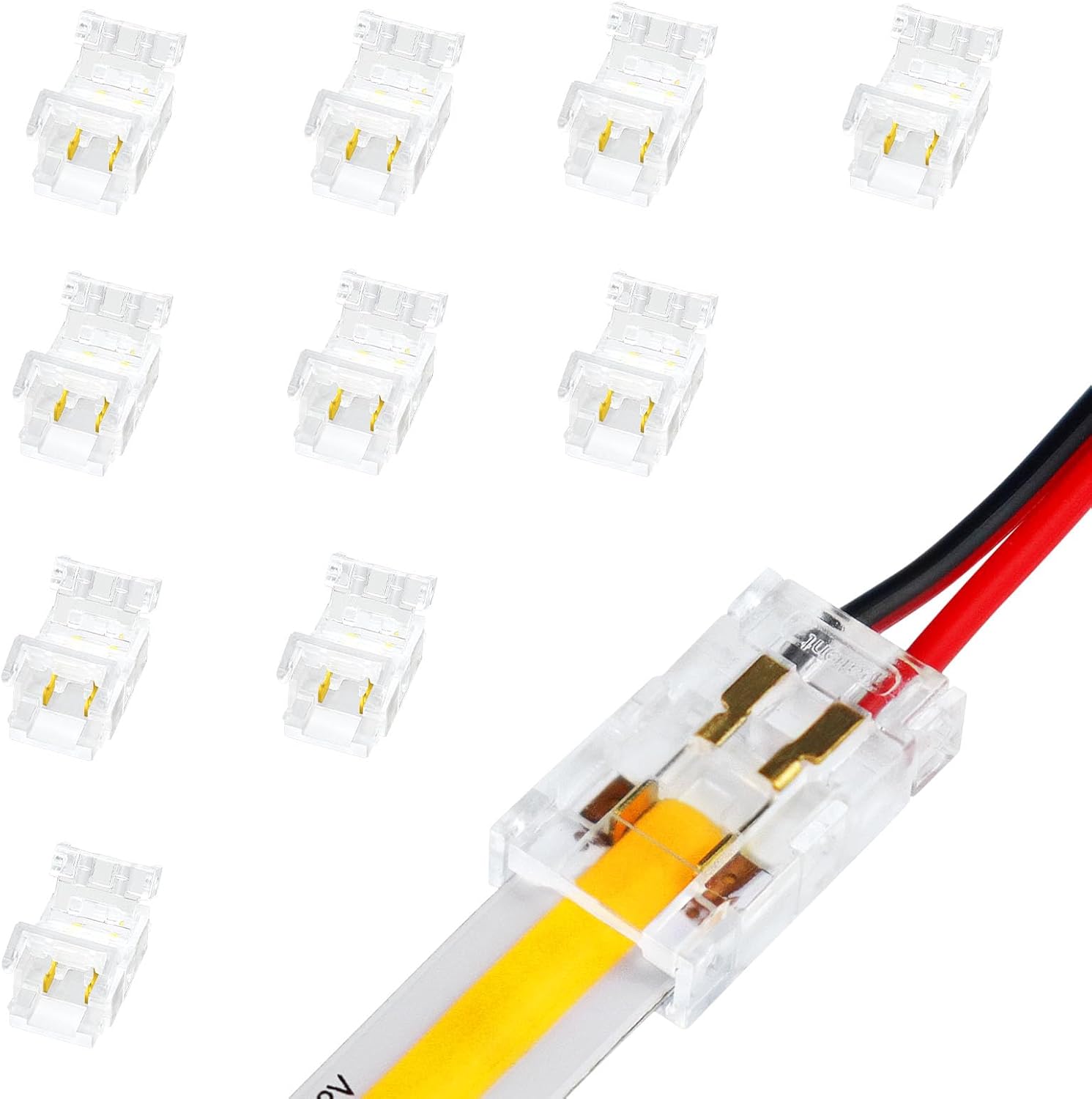LightingWill LED Connectors 2Pin 8mm, 10 PCS Strip to Wire Connector ...
