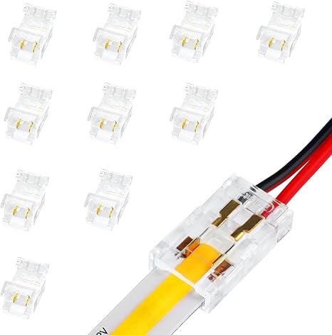 LightingWill LED Connectors 2Pin 8mm, 10 PCS Strip to Wire Connector ...