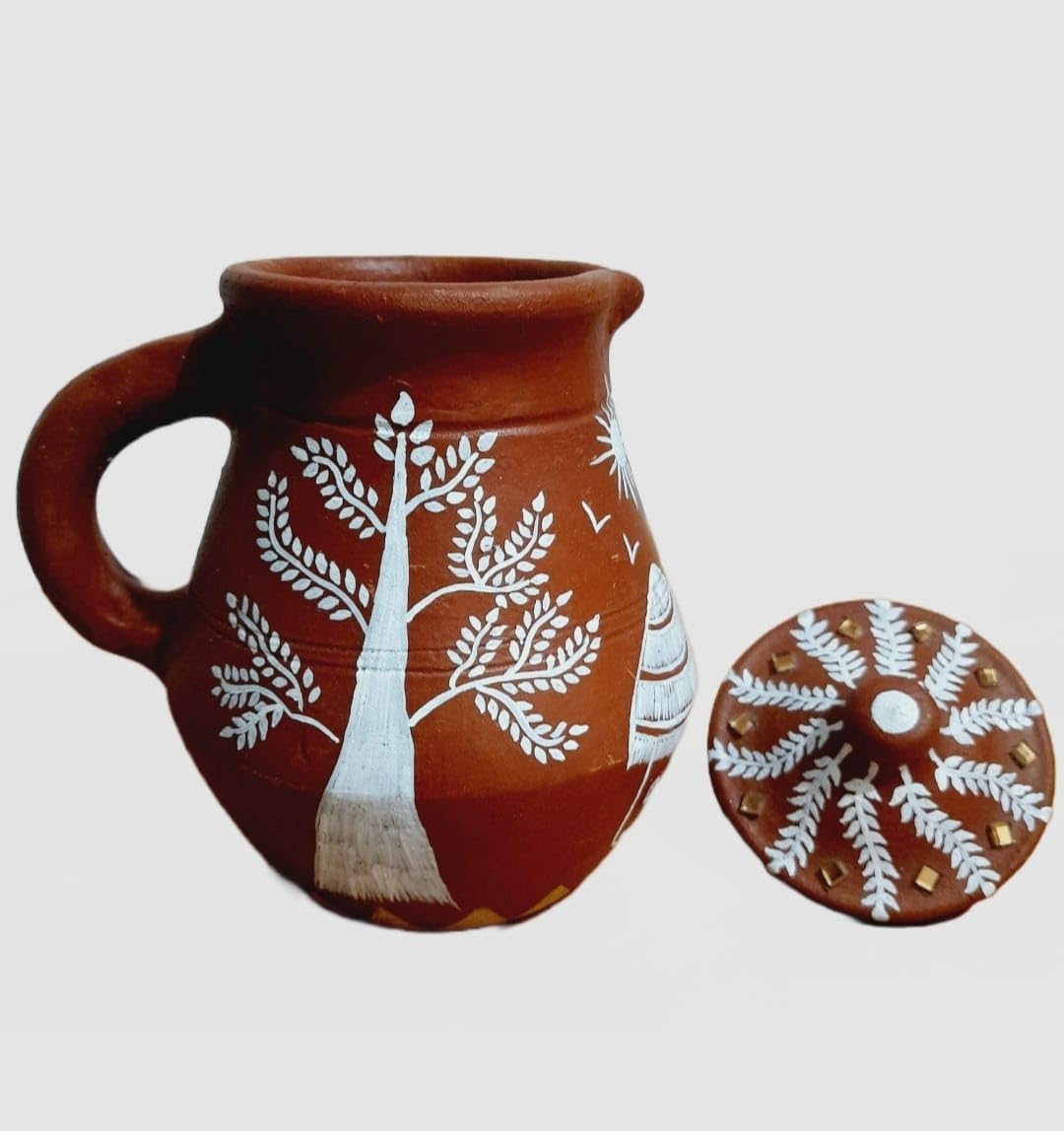 Buy Clay Water Jug - Village Decor 1Litre Water Jug with Art Work ...