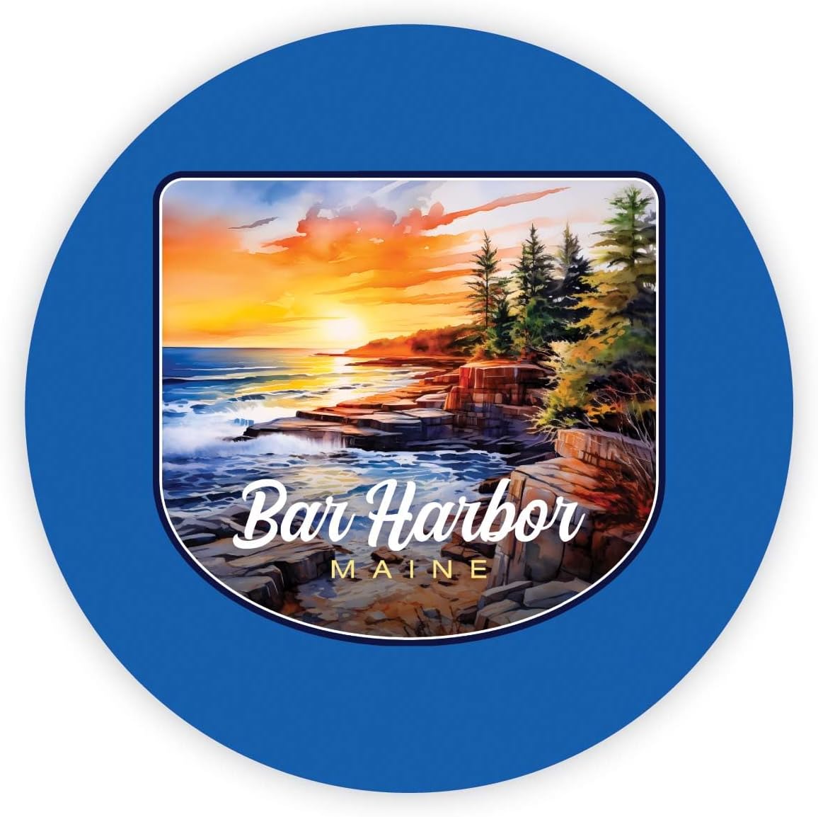 Amazon.com: Bar Harbor Maine Design B Souvenir Round Vinyl Decal ...