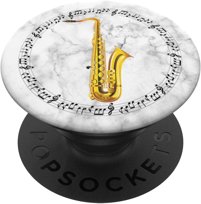 Amazon.com: Saxophone Jazz Player Gift Music Notes Circle White Marble ...