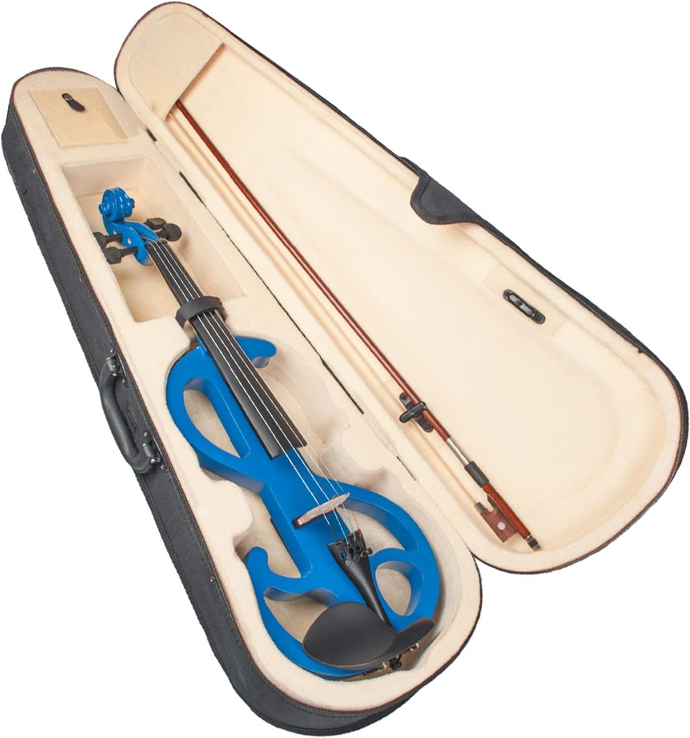 Amazon.com - Blue Electric Violin 4/4 Full Size Solid Wood Metallic Silent Violin with Violin ...