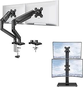 Amazon.com: MOUNTUP Vertical Dual Monitor Stand Bundle Dual Monitor ...