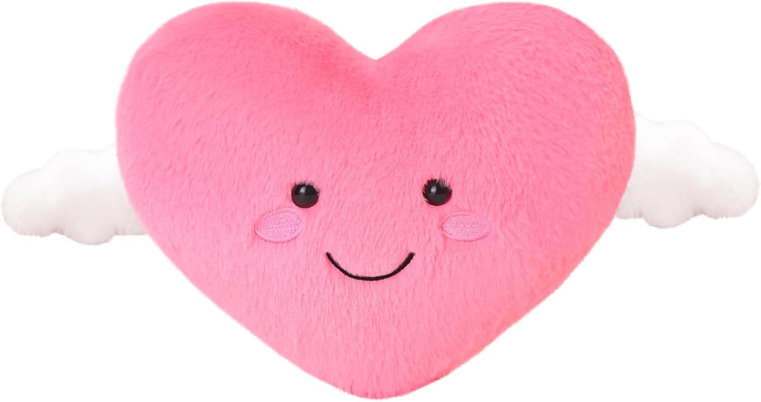 Amazon.com: Finebee Pink Heart Plush Toy Cute Heart Stuffed Animal Soft ...