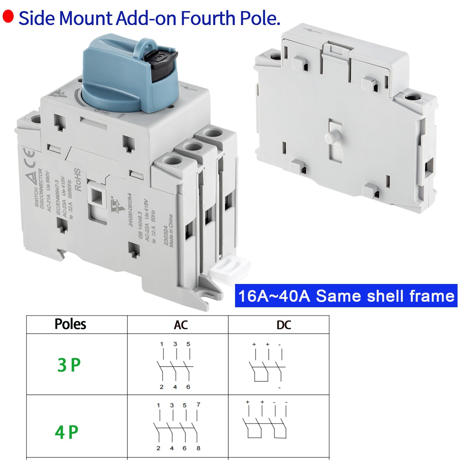 Snapklik.com : 25 Amp 800V AC Disconnectors Switch Changeover Switch 2 ...