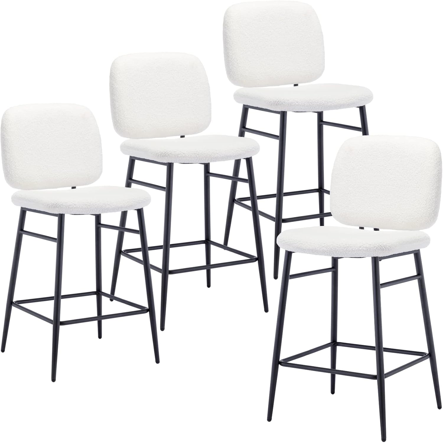 Amazon.com: LukeAlon Sherpa Counter Stools Set of 4, Upholstered 26inch ...