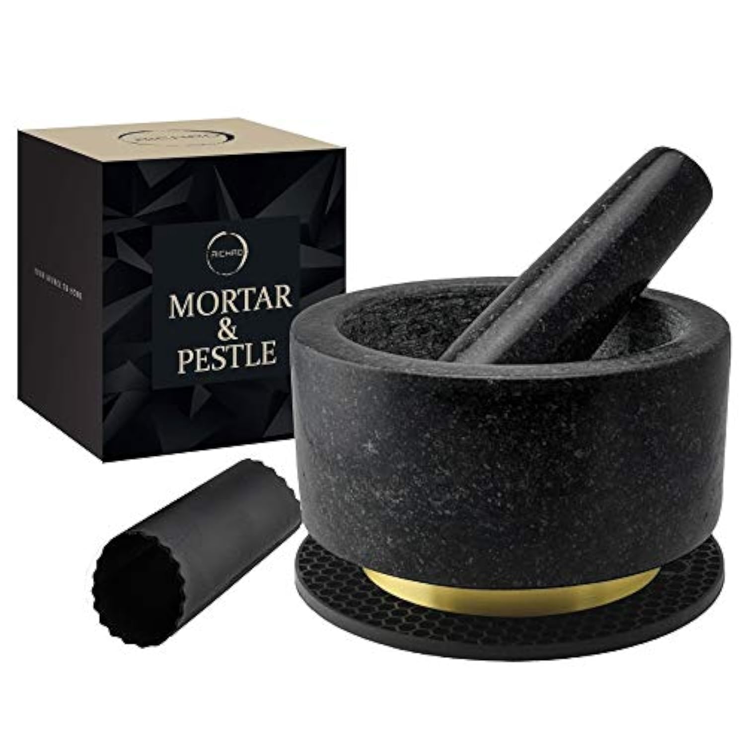 Amazon.com: Mortar and Pestle Set 100% Natural Heavy Granite 5.5 inch 2 ...