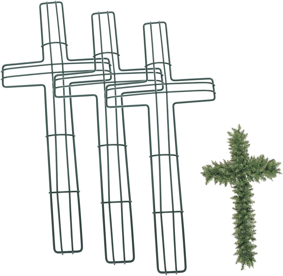 Amazon.com: Amosfun 3pcs Cross Shaped Metal Wire Wreath Frame Religious ...