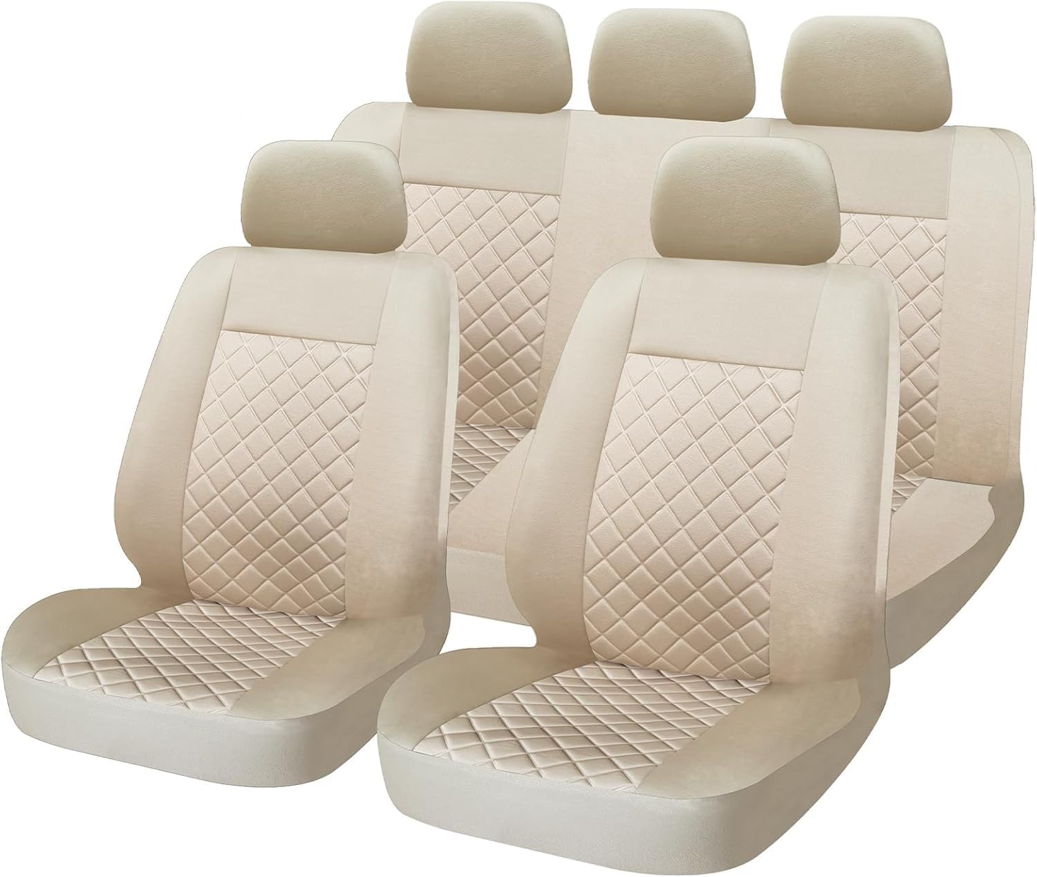 Luxury Quilted Car Seat Covers Full Set with Steering Wheel Cover ...
