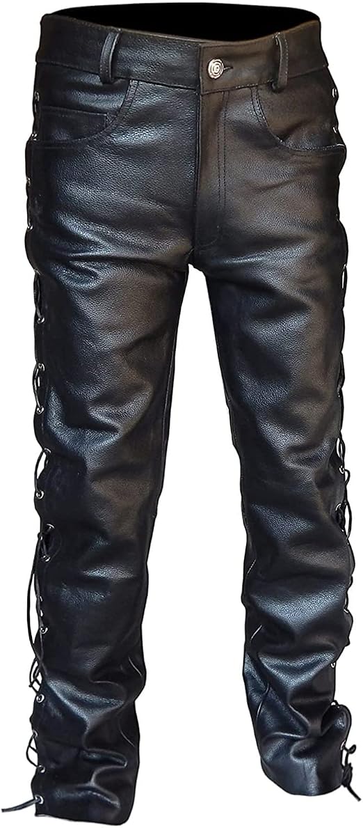 Modaworld Herren Hose Lange Schwarz Hose Herren Motorrad Lederhose Pu ...