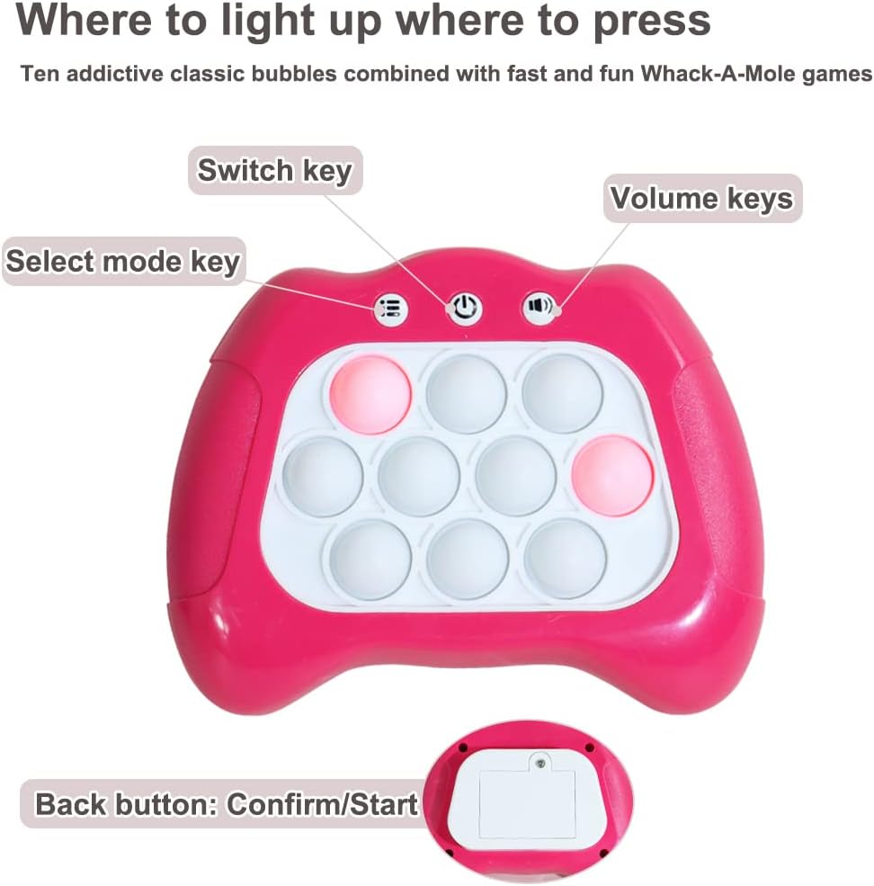 Pop It Game Light Up Fidget Toy, Quick Push Game Console, Whack a Mole Game, Decompression ...