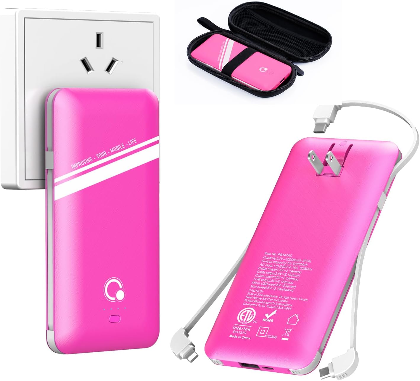 Amazon.com: 10000mAh Power Bank, Q Slim Portable Charger,4 Output ...