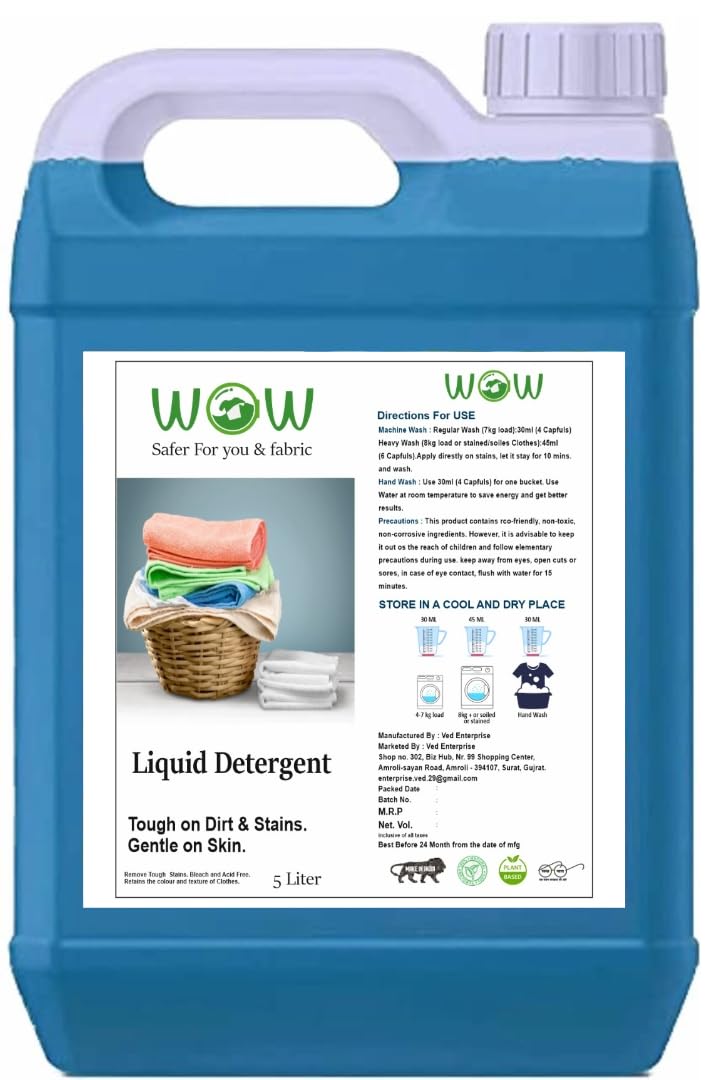 WOW Liquid Detergent 5 Liter | Laundry Liquid For Fabric Care ...