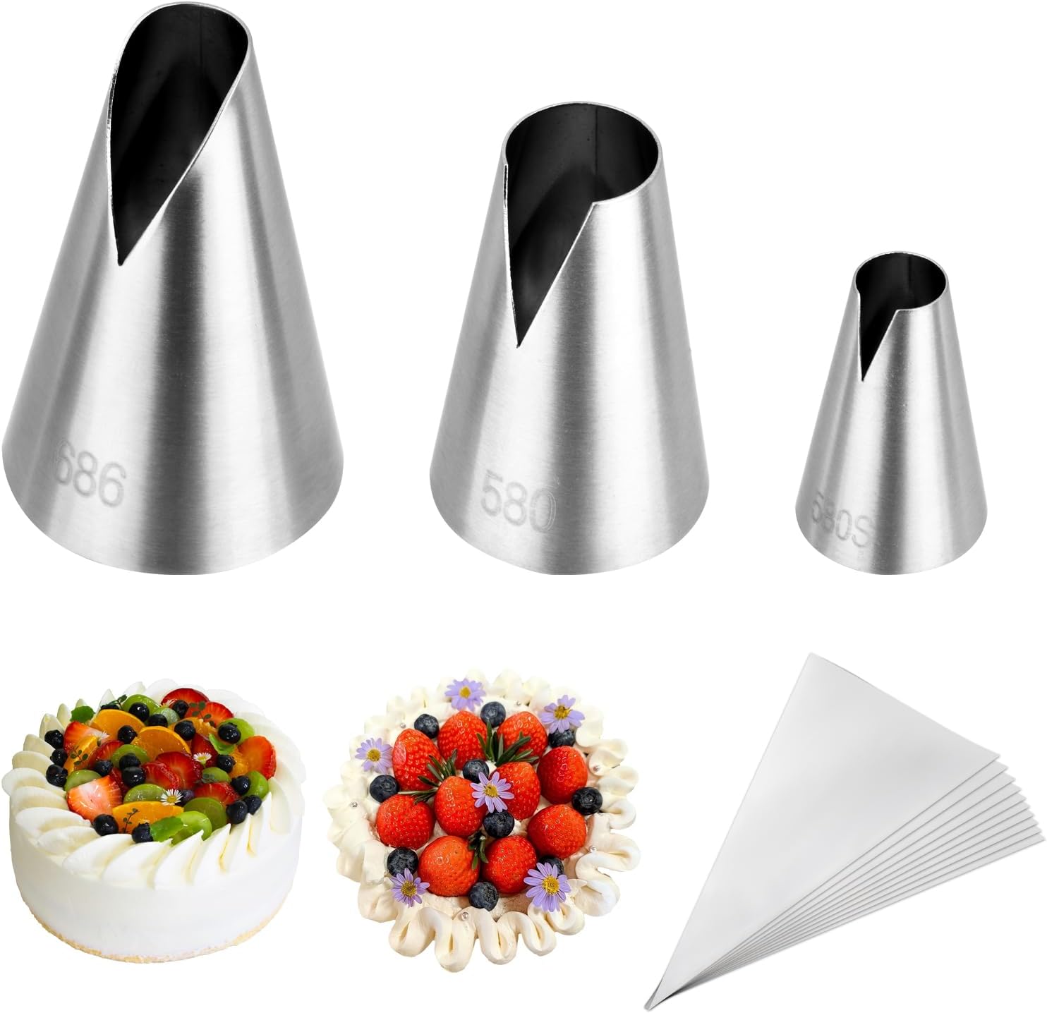 Amazon.com: Kasmoire 3 Pcs V-shaped Wave Piping Tips,Stainless Steel ...