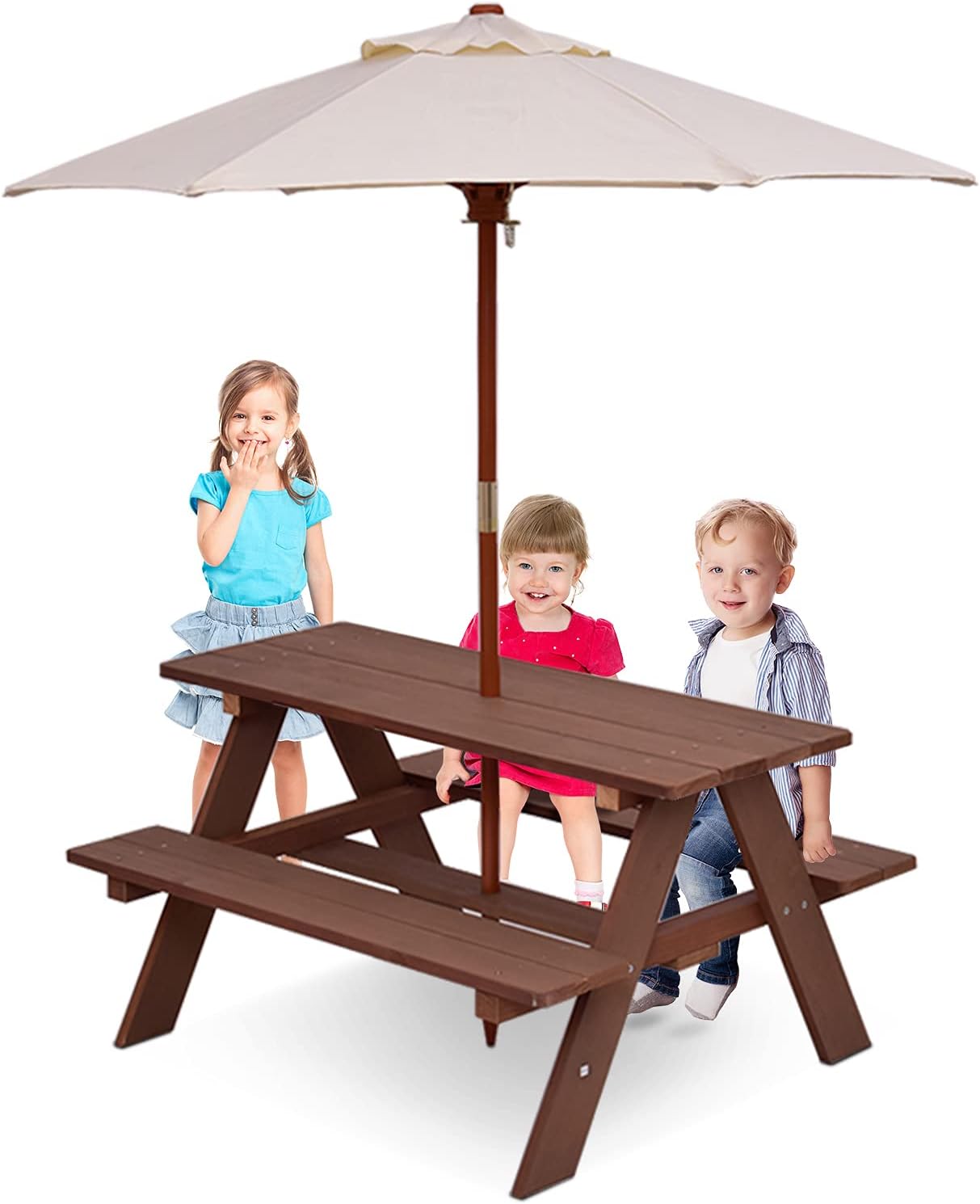 Maxmass Kids Picnic Table Set, Indoor Outdoor Toddler Table with Bench ...