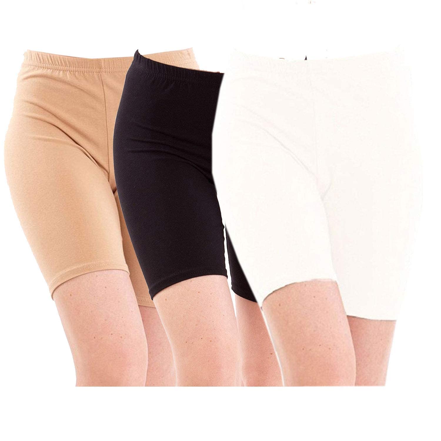 Stunning Collection Women & Girls Cycling Shorts (Pack of 3) (SCTSHORTSB,W,G_Black, White & Grey ...