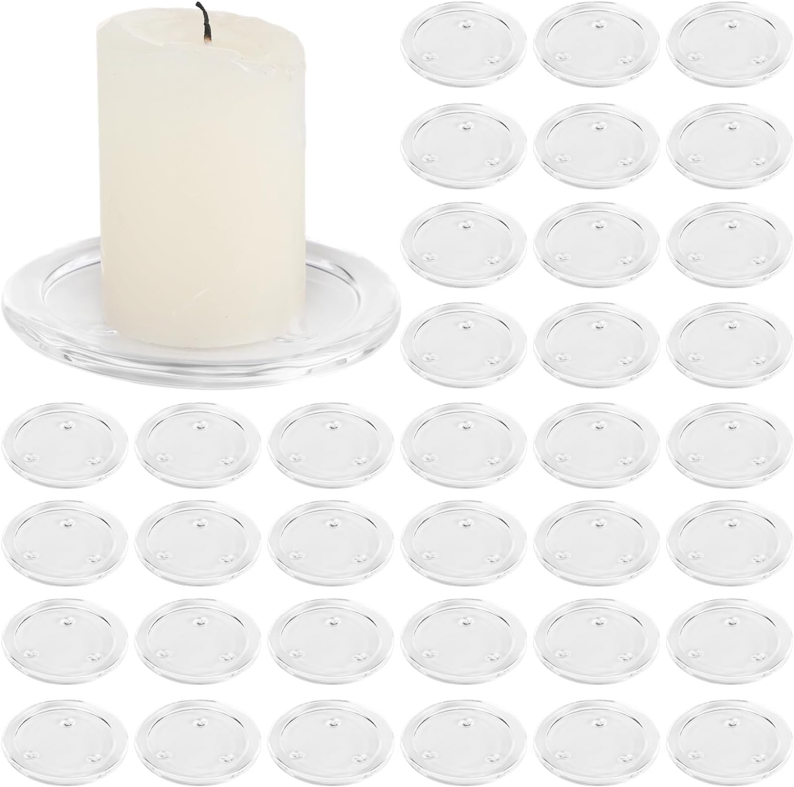 Amazon.com: 12 Pack Clear Transparent Candle Plate, Round Glass Candle ...