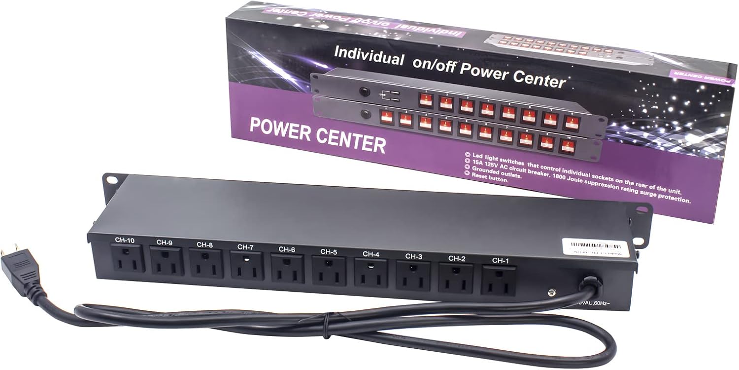 Buy 10 Outlet Horizontal 1U Rack Mount PDU Power Strip - Surge ...